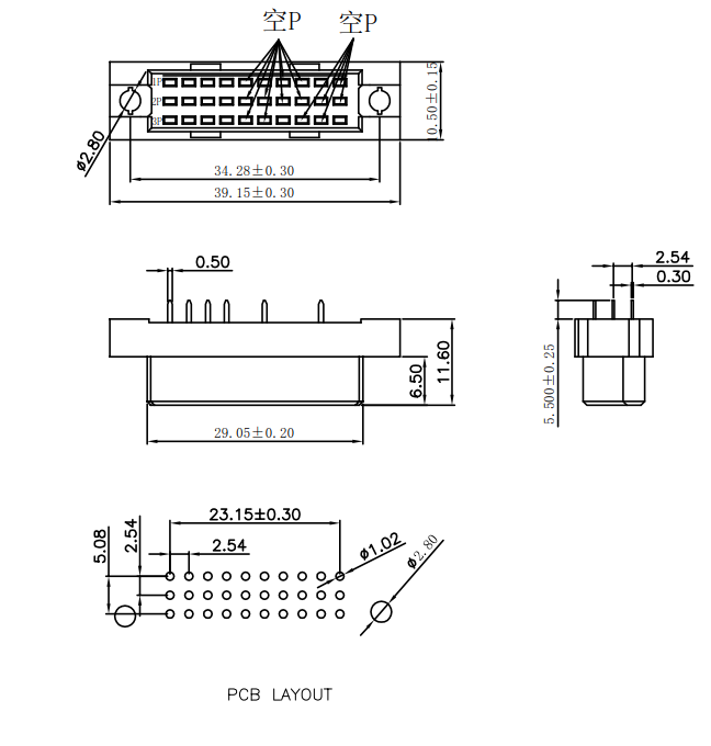 DIP Socket Pitch 2.54mm 3*10P PBT PCB Header Connector