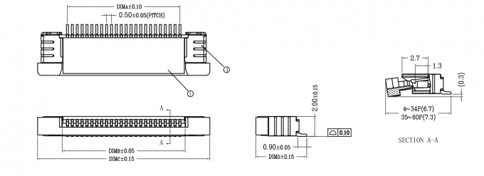 Brass Terminal LCP Lock FPC Patch Connector 0.5mm Spacing
