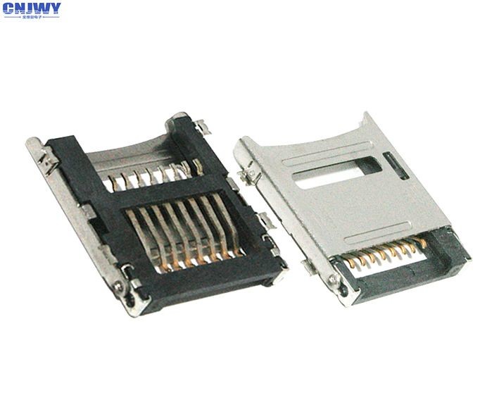 Flip Type TF Micro SD Card Connector 1.8 Mm Height Contact Resistance ...